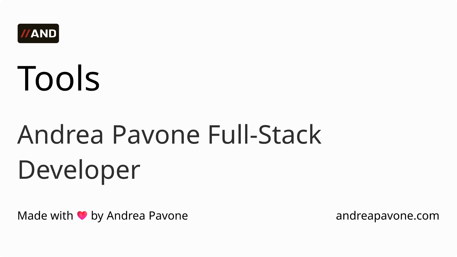 Tools - Andrea Pavone Full-Stack Developer